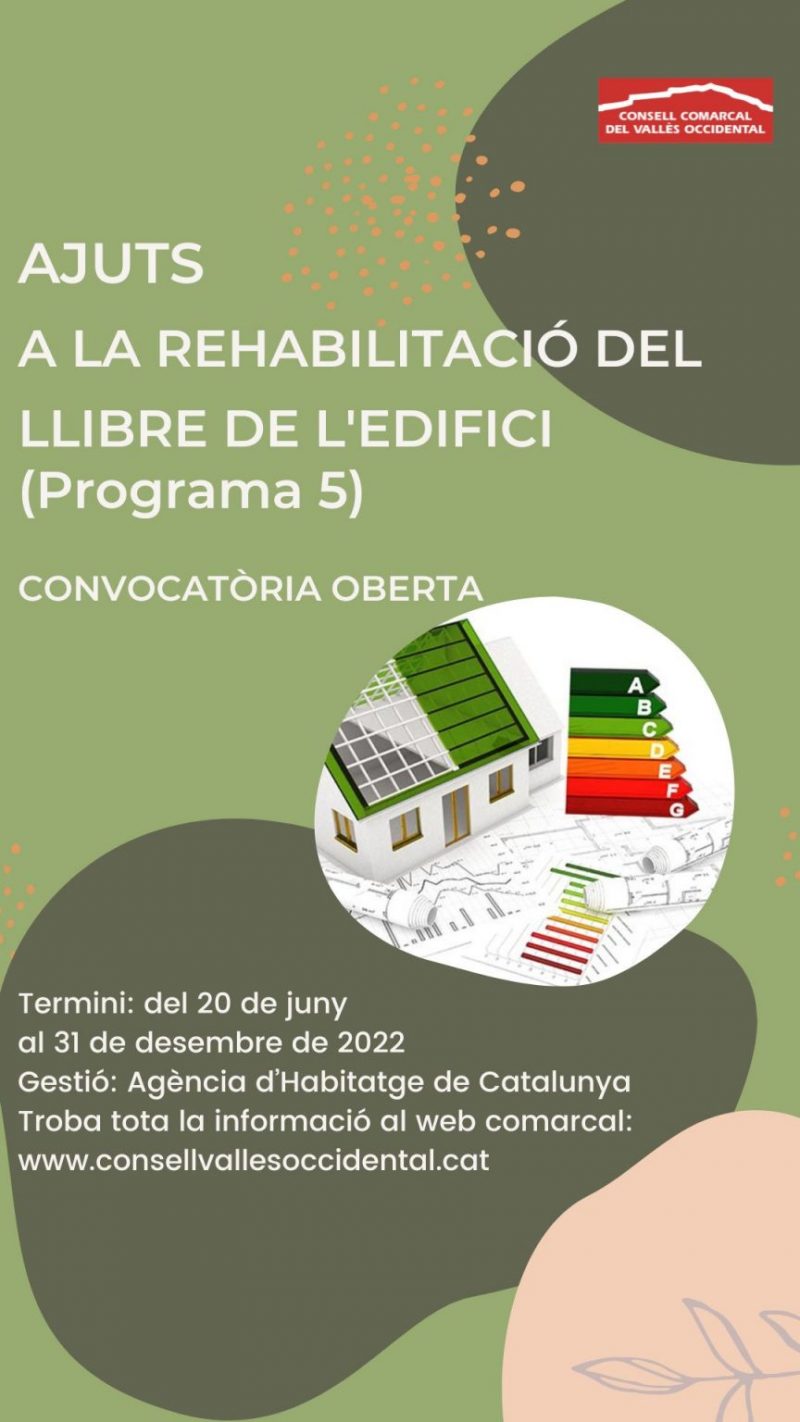 Oberta la convocatòria d’ajuts d’habitatge per l’elaboració del Llibre de l’Edifici existent per ...